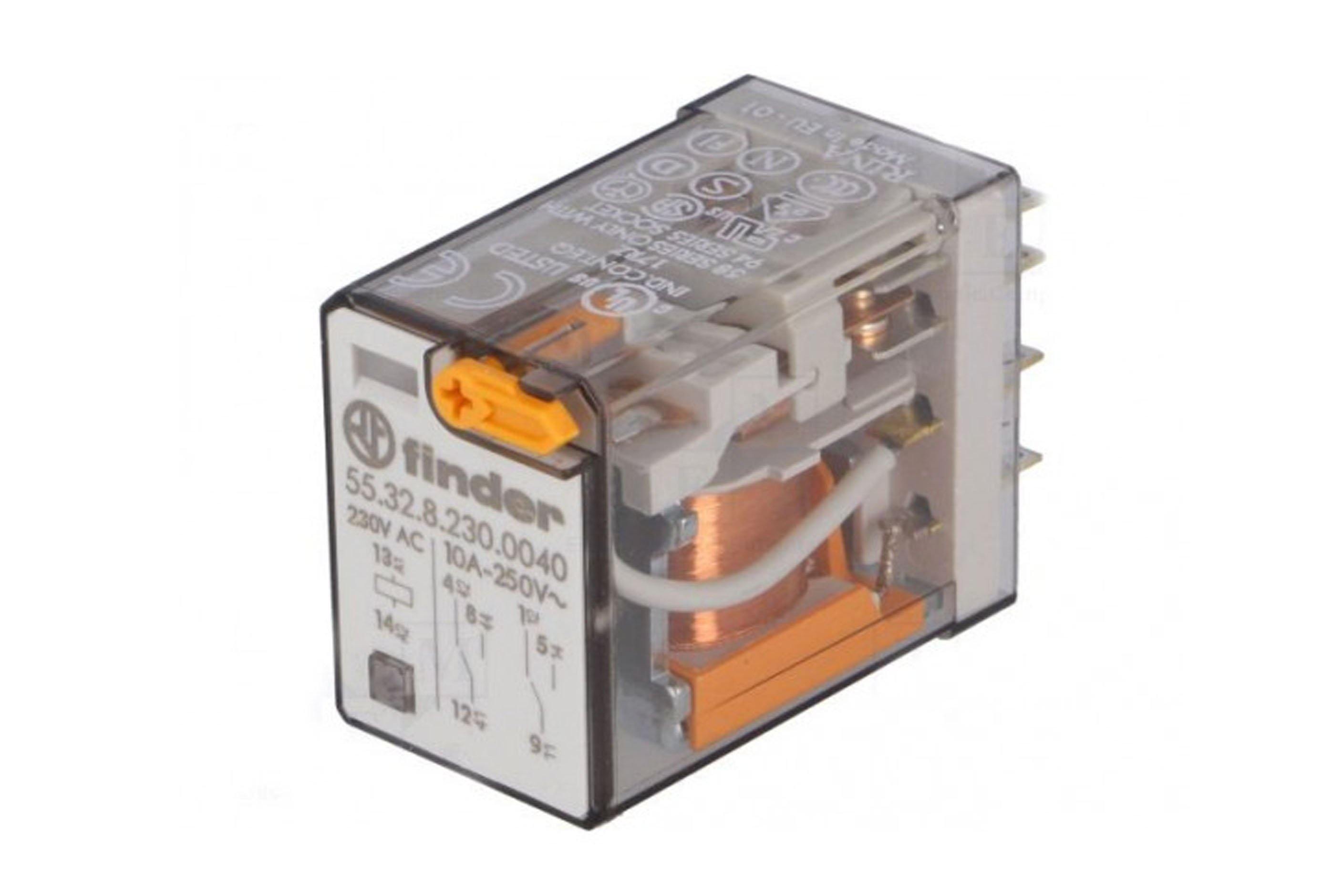 Plug In Non-Latching Relay DPDT 230VAC Coil - 55.32.8.230.0040 Finder - Qahraba