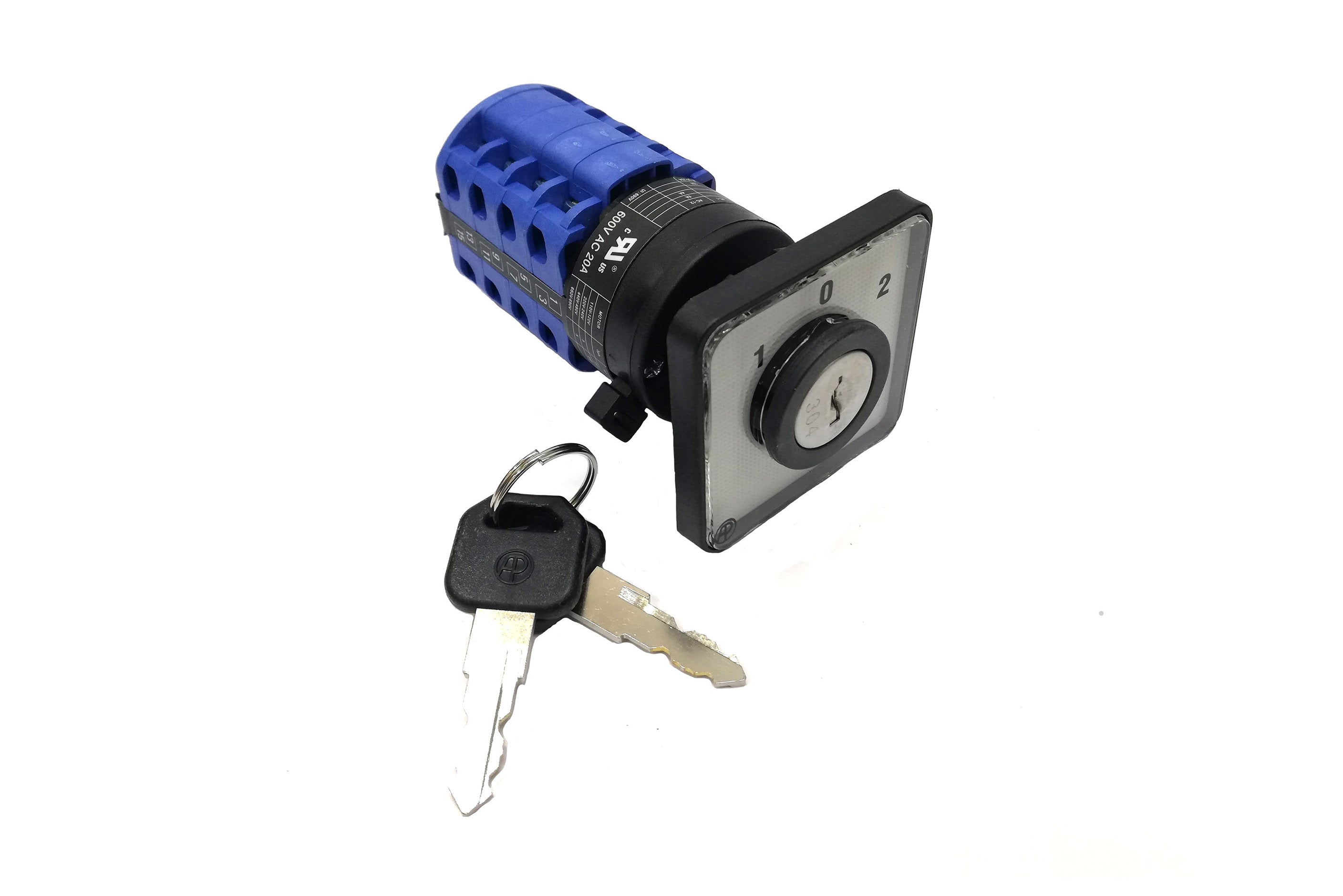 3 Way Key Switch Changover 1-0-2 20A 4 Pole A220K Auspicious - Qahraba