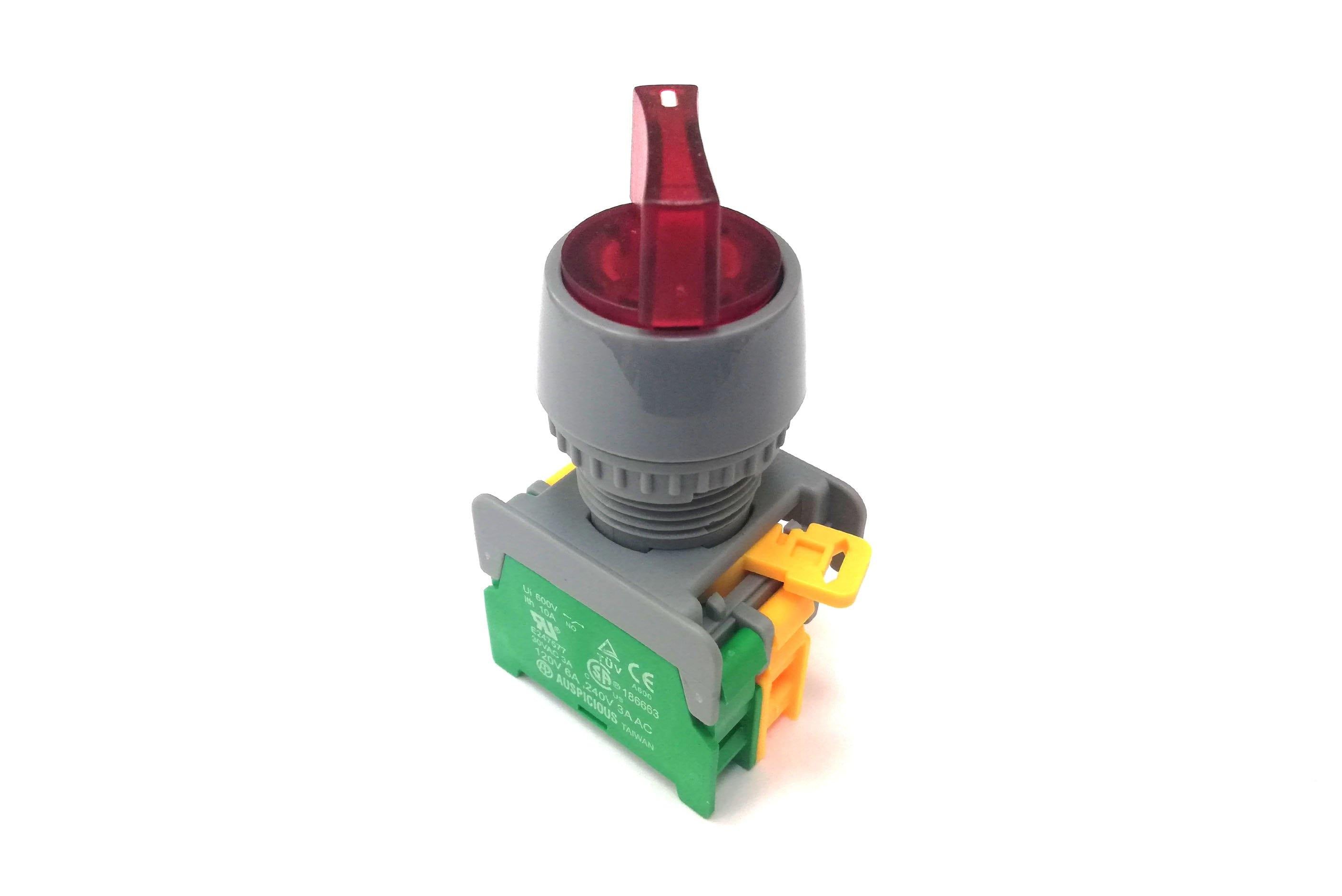 Selector Switch with Indicator Light Red 2 Position 22mm - Qahraba