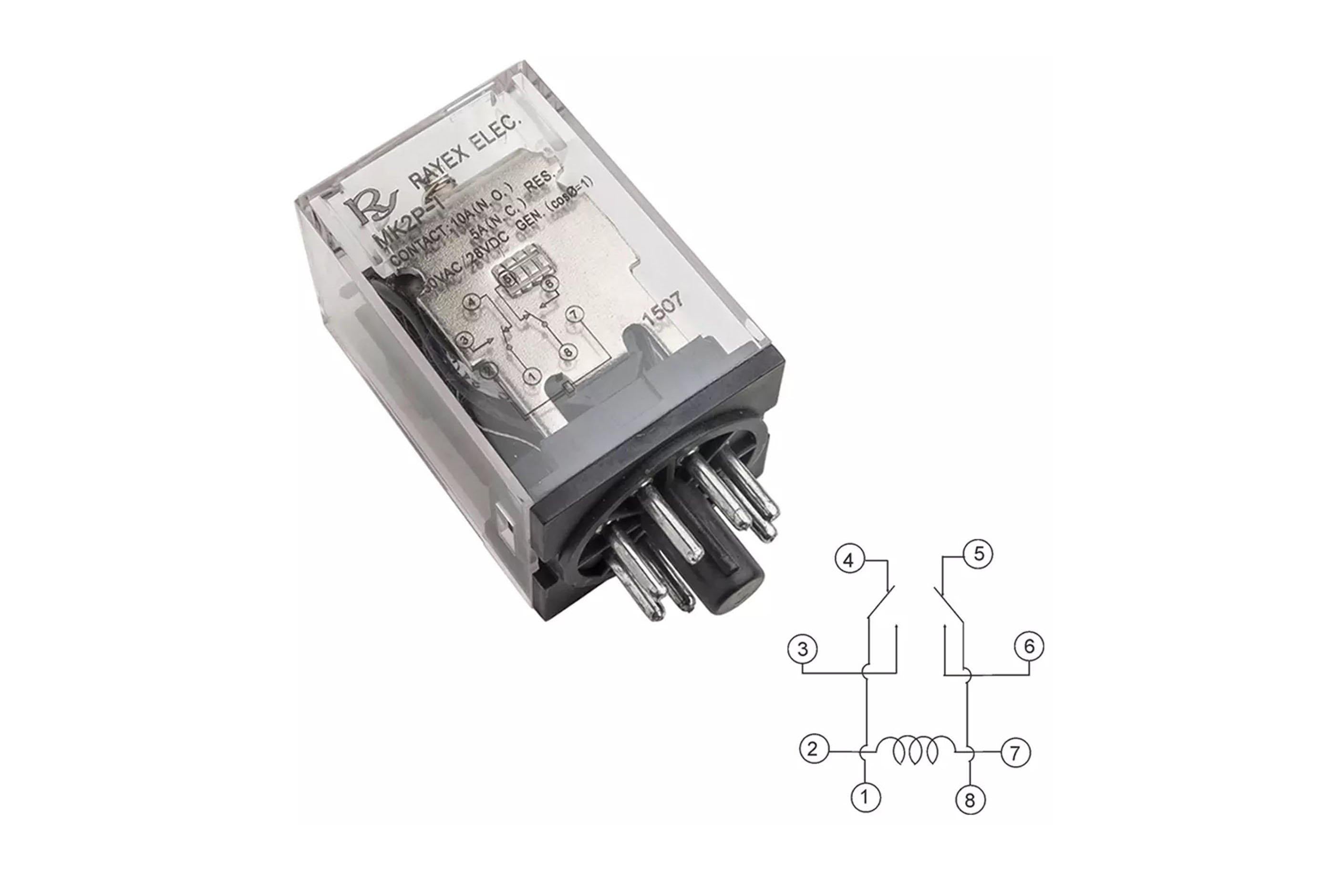 8 Pin Round Power Relay - MK2PN Rayex Electric - Qahraba