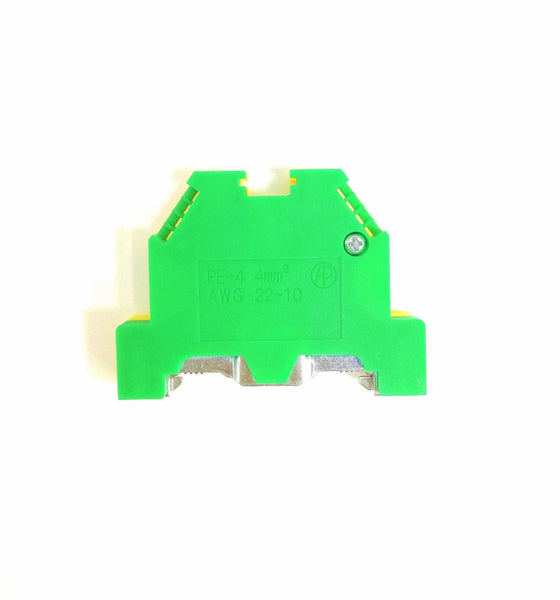 Earth Wire Terminal Block 4mm Din Rail Mount Yellow/Green PE4 - Qahraba