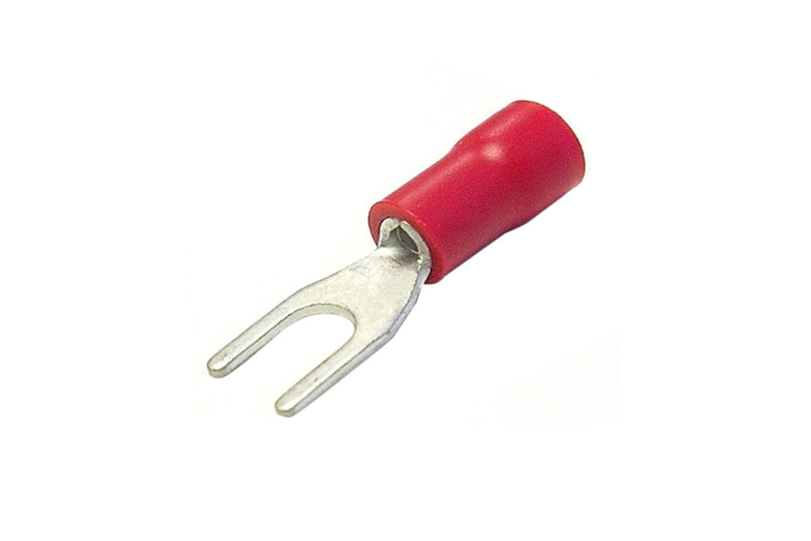 Red Insulated Cable Lugs Fork Type 1.25-1.50mm (Pack of 50) - SV1 - Qahraba
